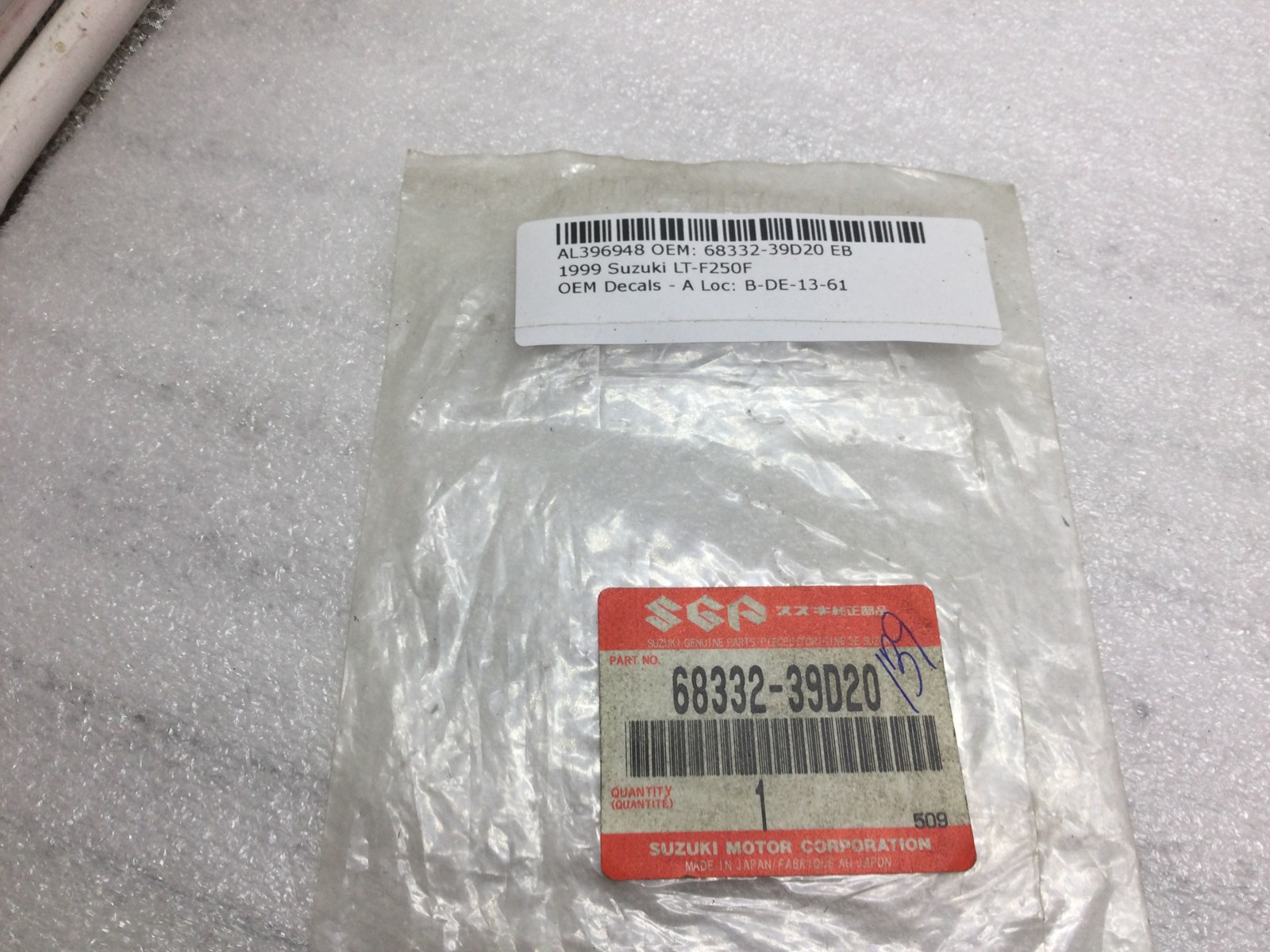 1999 Suzuki Tire Air Pressure Warning Label – Al's Snowmobile Parts ...